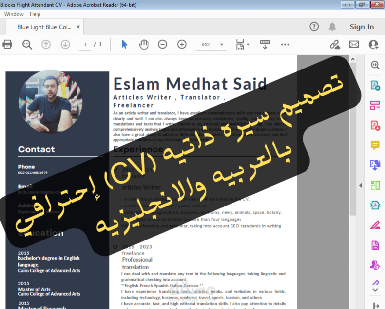 Eslam Medhat | Design a professional CV. Arabic-English